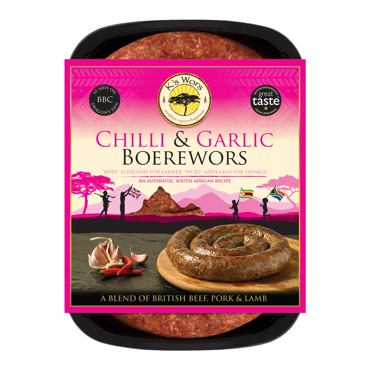 Chilli & Garlic Boerewors 400g – K's Wors Ltd